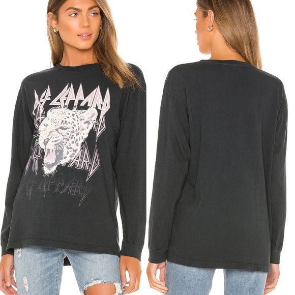 Daydreamer | Tops | Daydreamer Revolve Def Leopard Oversized Tee Black ...